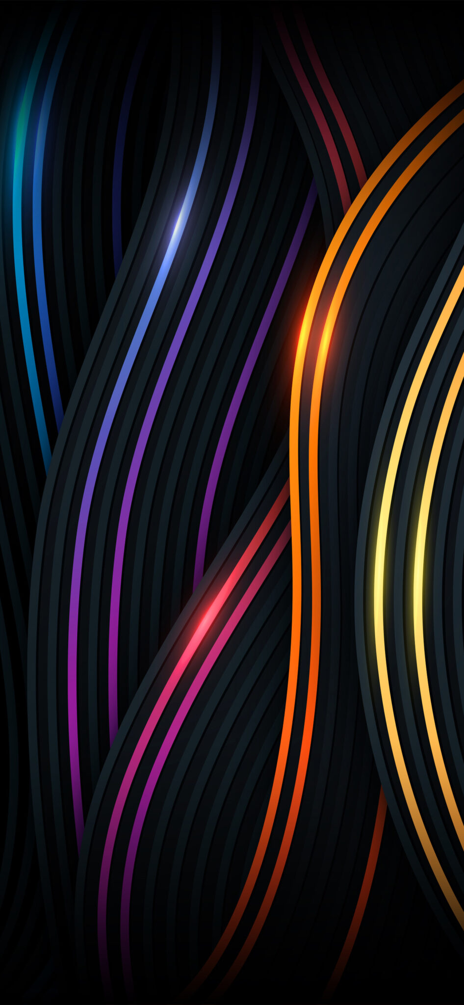 Neon Wavy Lines - Wallpapers Central